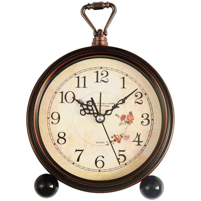Vintage Alarm Clock , Analog Silent Small Bedside Desk Clock Battery ...