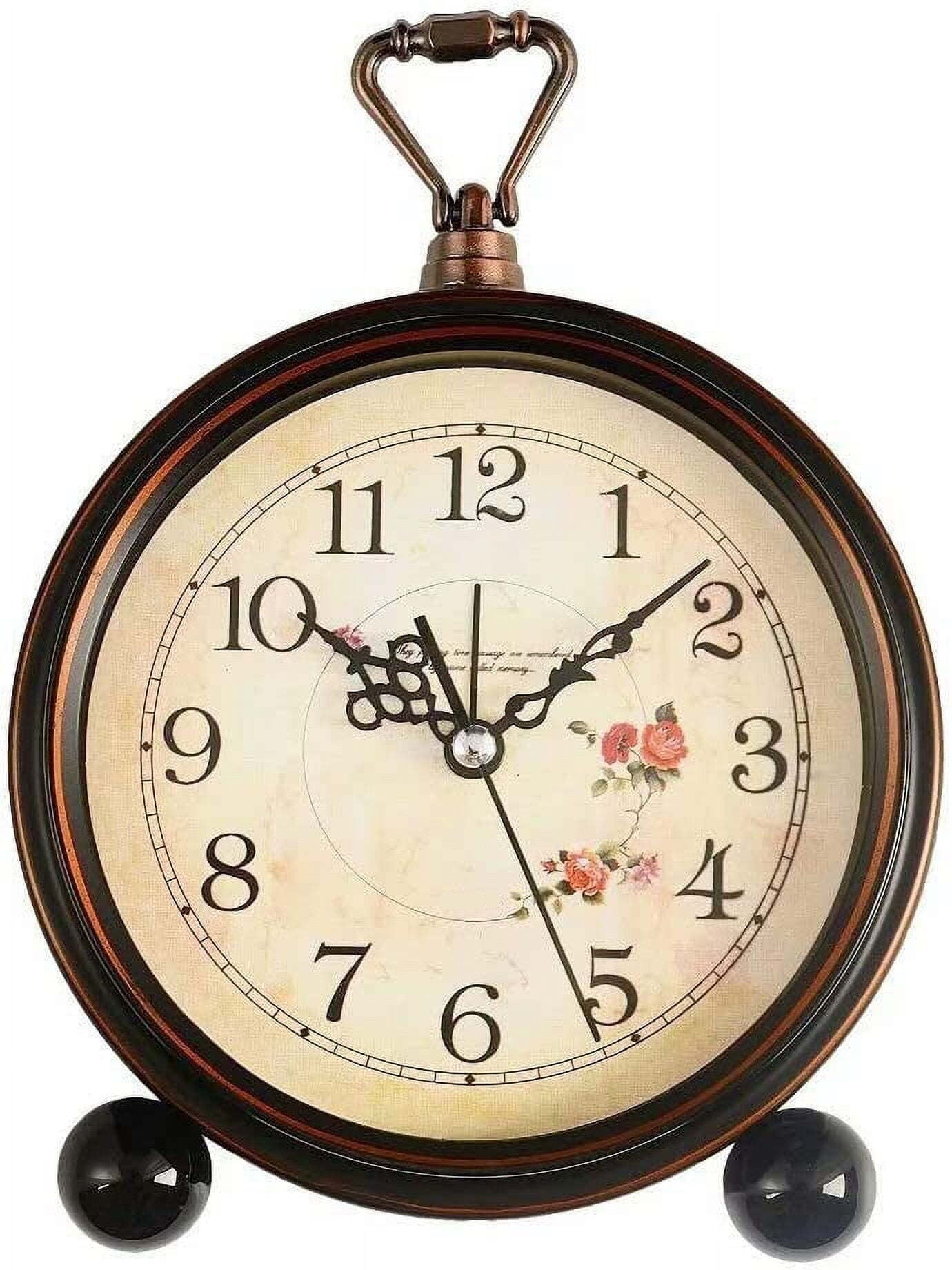 Vintage Alarm Clock , Analog Silent Small Bedside Desk Clock Battery ...