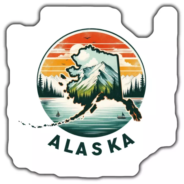 Vintage Alaska Adventure Sticker, Wilderness Mountain And Lake Decal ...