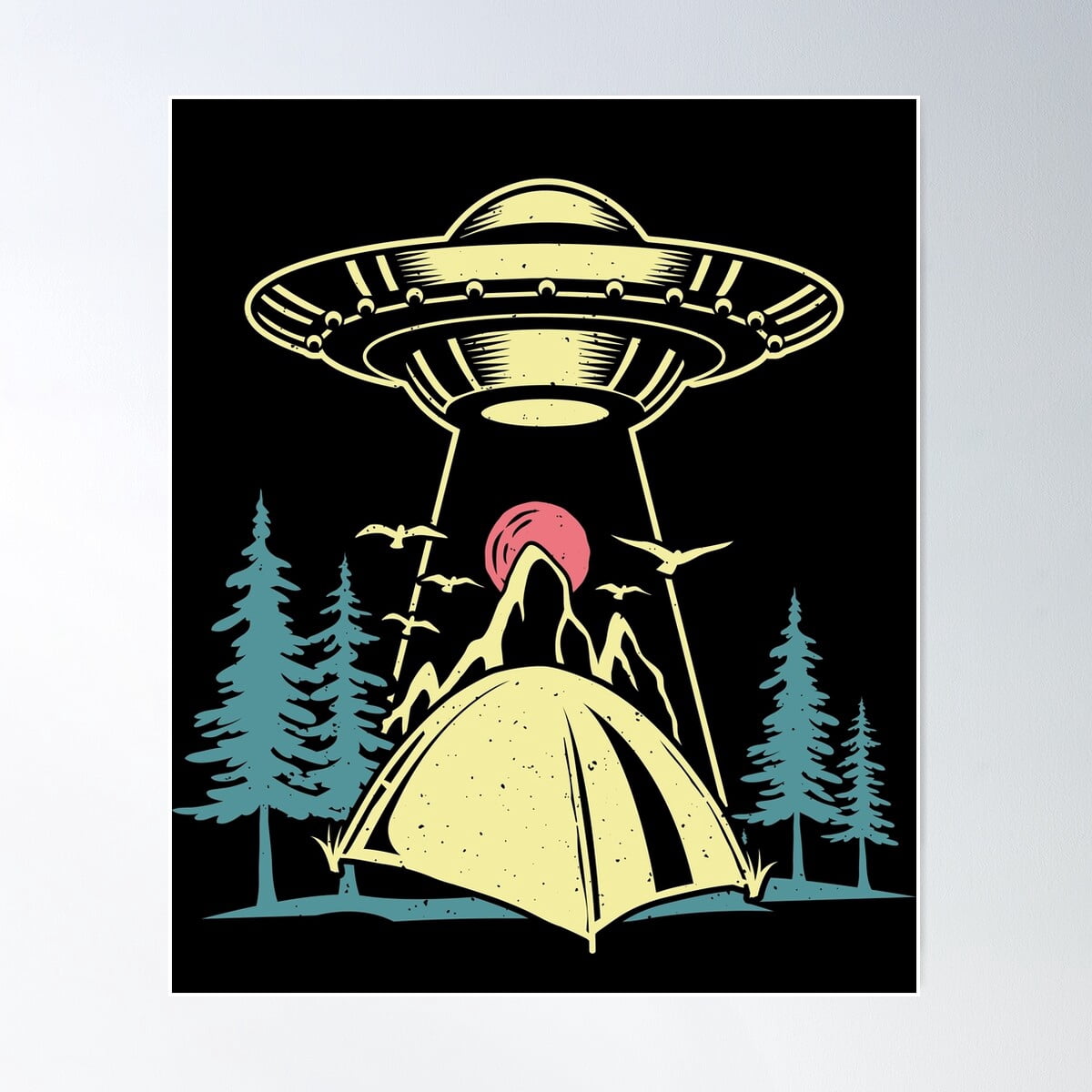 Vintage Alien Ufo Attack The Camp Poster Wall Art, Modern Wall Decor ...