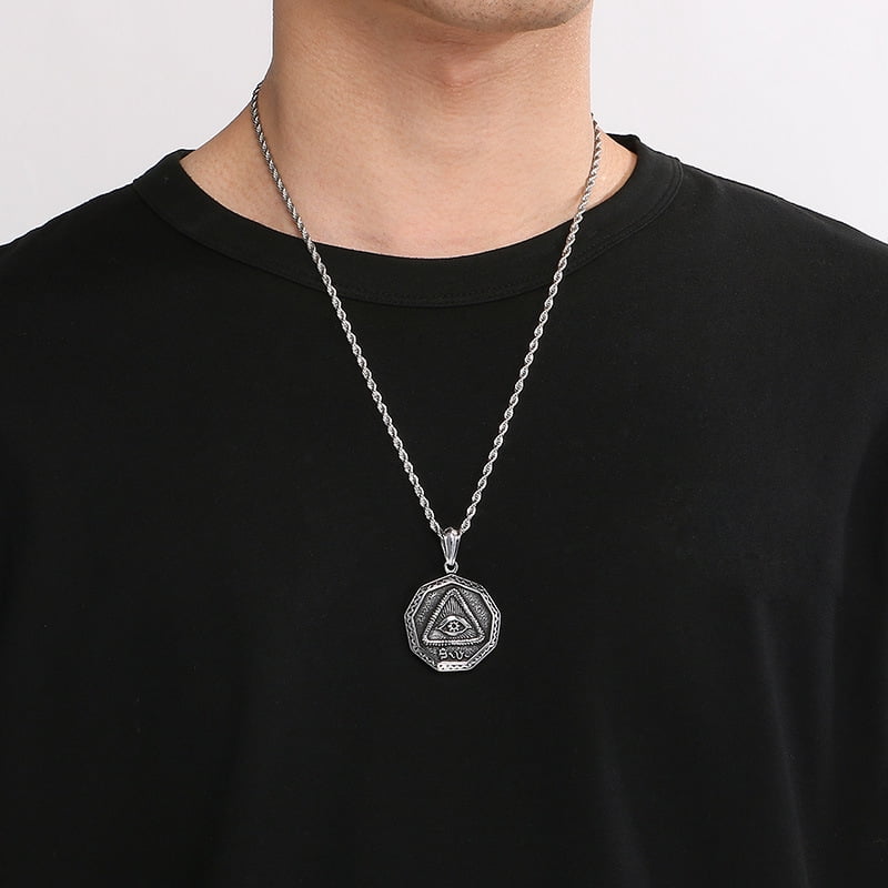 Vintage All Seeing Eye Rune Round Evil Eye 14K Yellow Gold Pendant ...