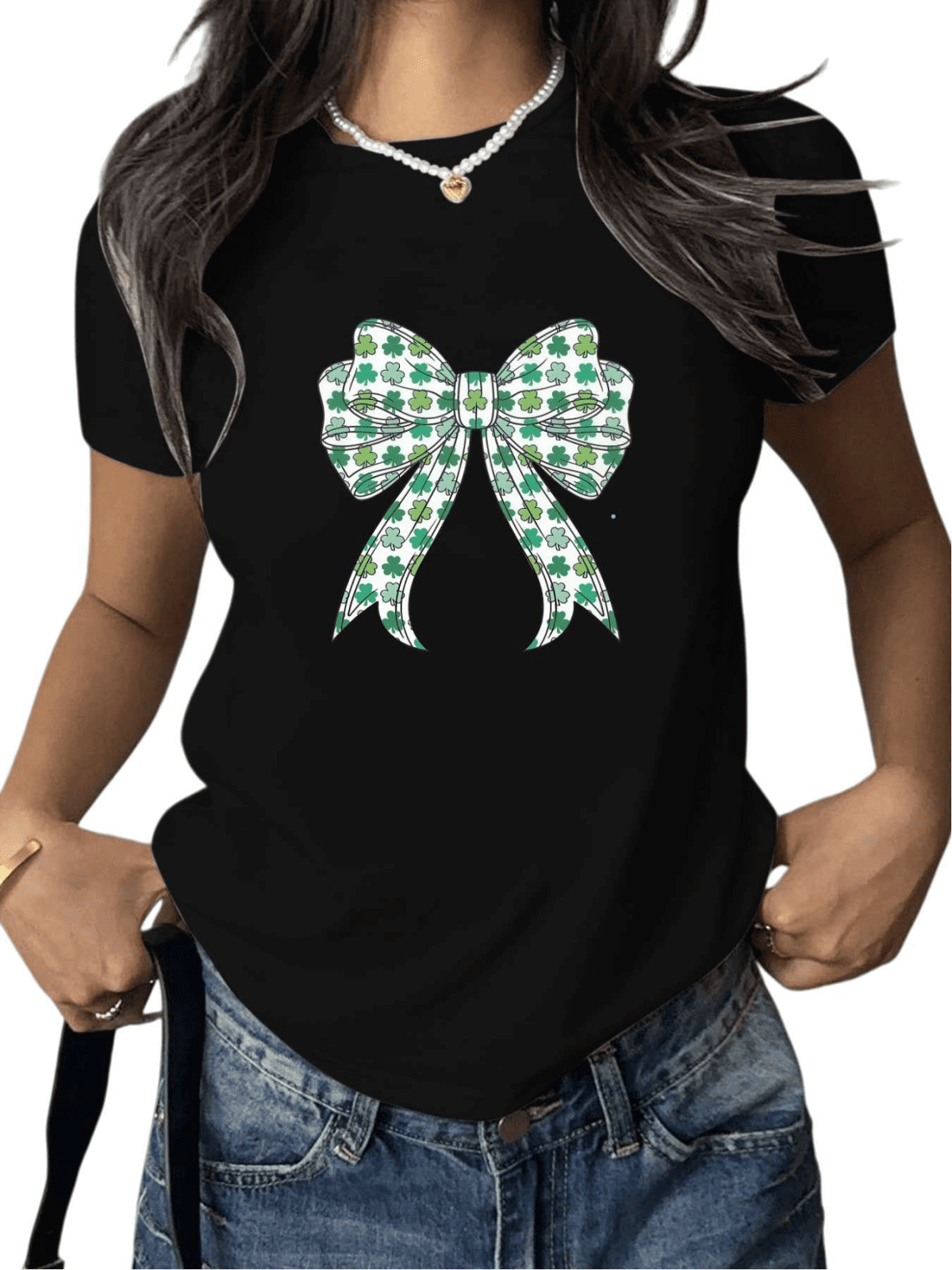 Vintage Allover Style Bow Print Tshirt St. Patrick's Day Clover-Filled ...