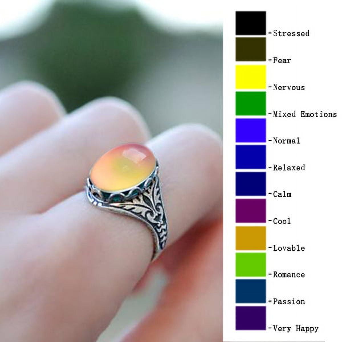 Vintage Alloy Stone Mood Finger Ring For Women Color Changing Ring ...