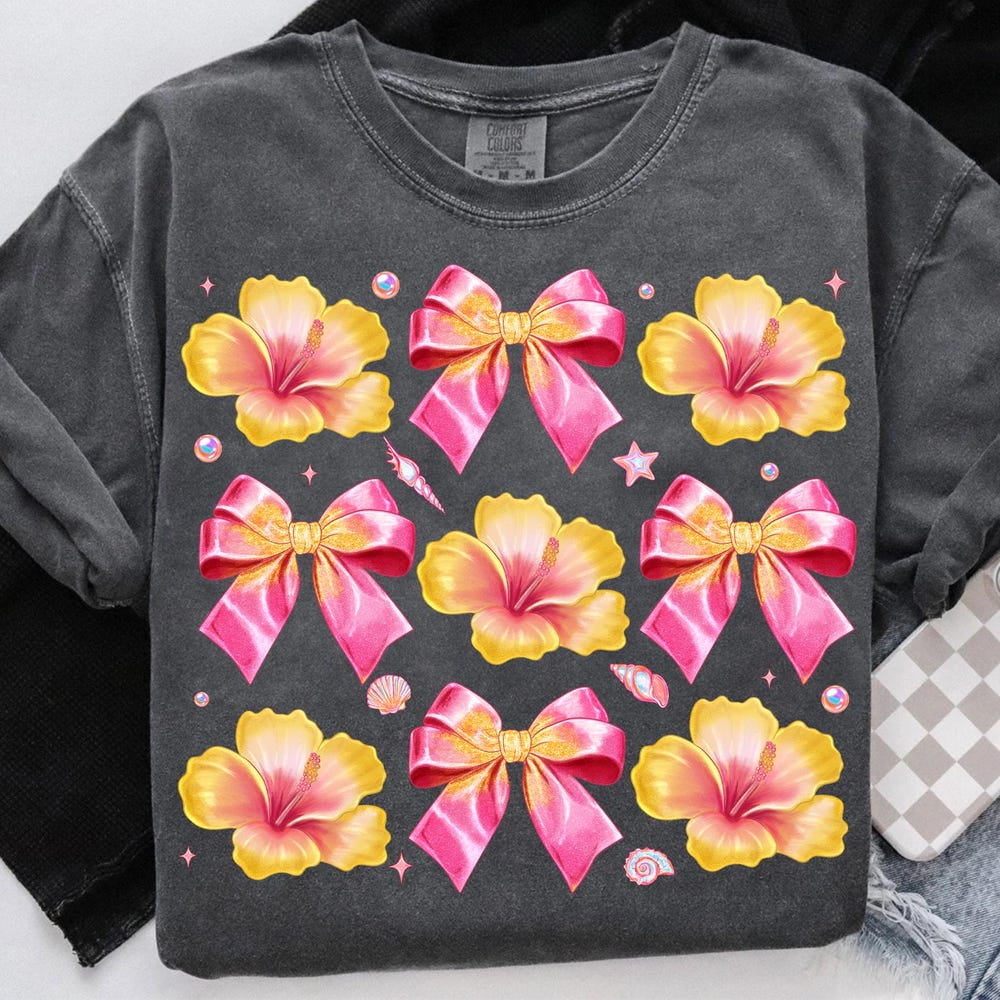 Vintage Aloha Coquette Bow, Tropical Flower, Summer Floral, Beach Vibes ...