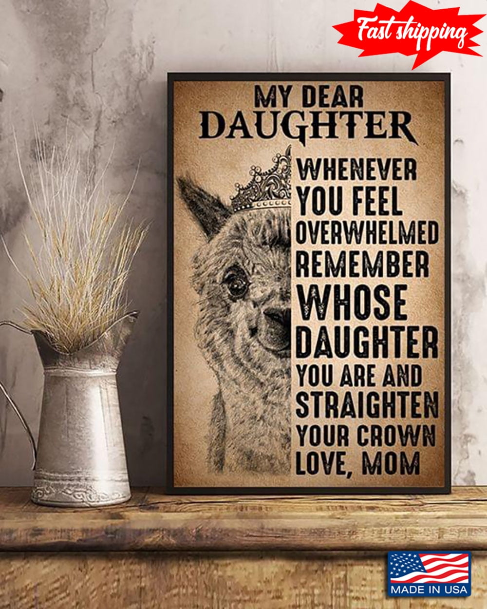 Vintage Alpaca With Crown My Dear Daughter Whenever You Feel ...