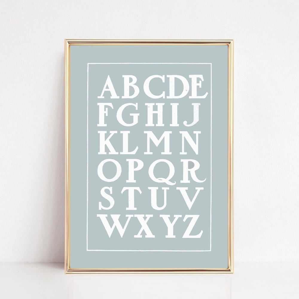 Vintage Alphabet Poster, Abc Print, Vintage Nursery Decor, Blue Nursery ...