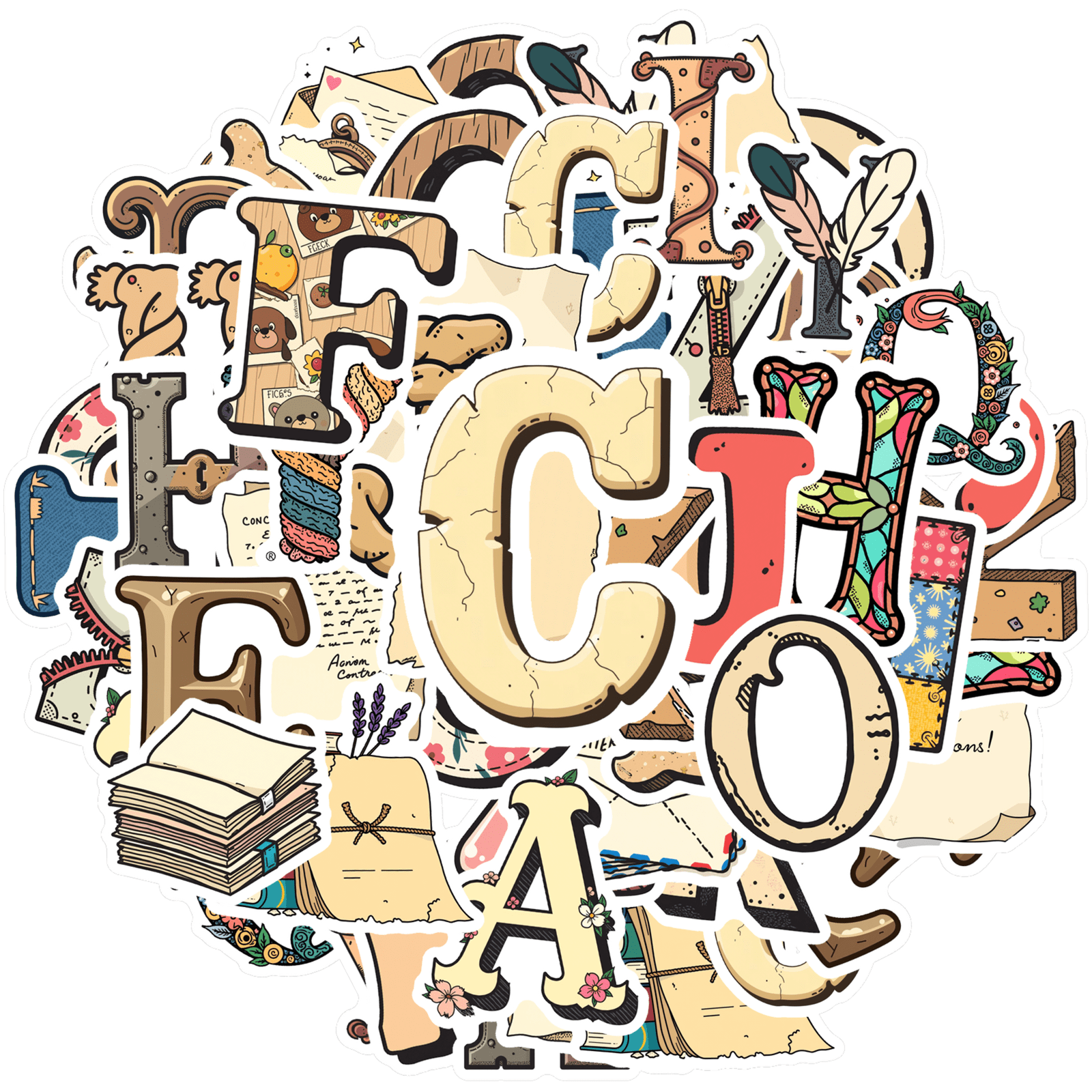Vintage Alphabet Stickers Retro Letters Decorative Stickers for Laptops ...