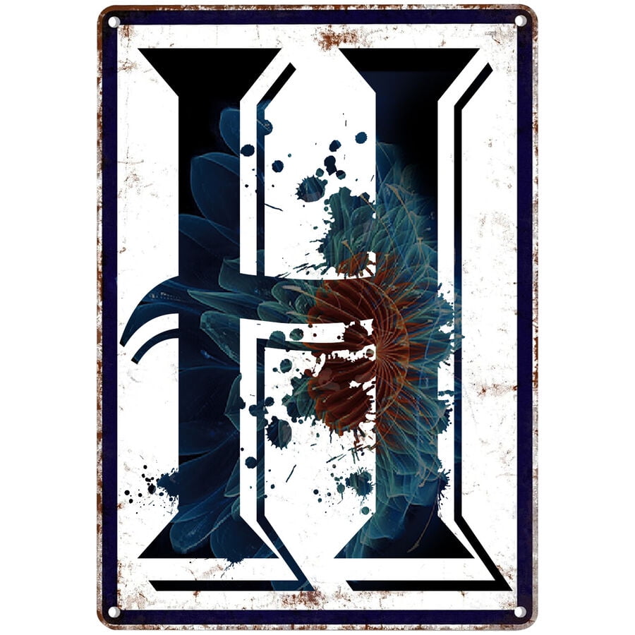 Vintage Aluminium Sign Letter H Metal Alphabet Aluminium Sign Man Cave ...