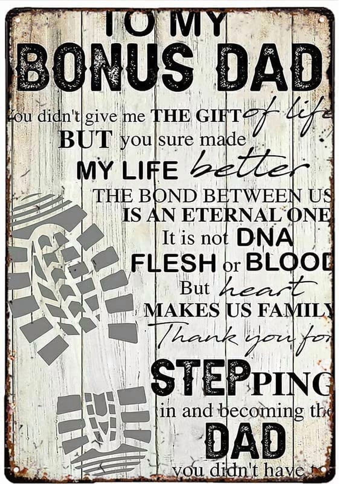 Vintage Aluminum Sign Metal Poster Plaque Fathers Day to My Bonus Dad ...