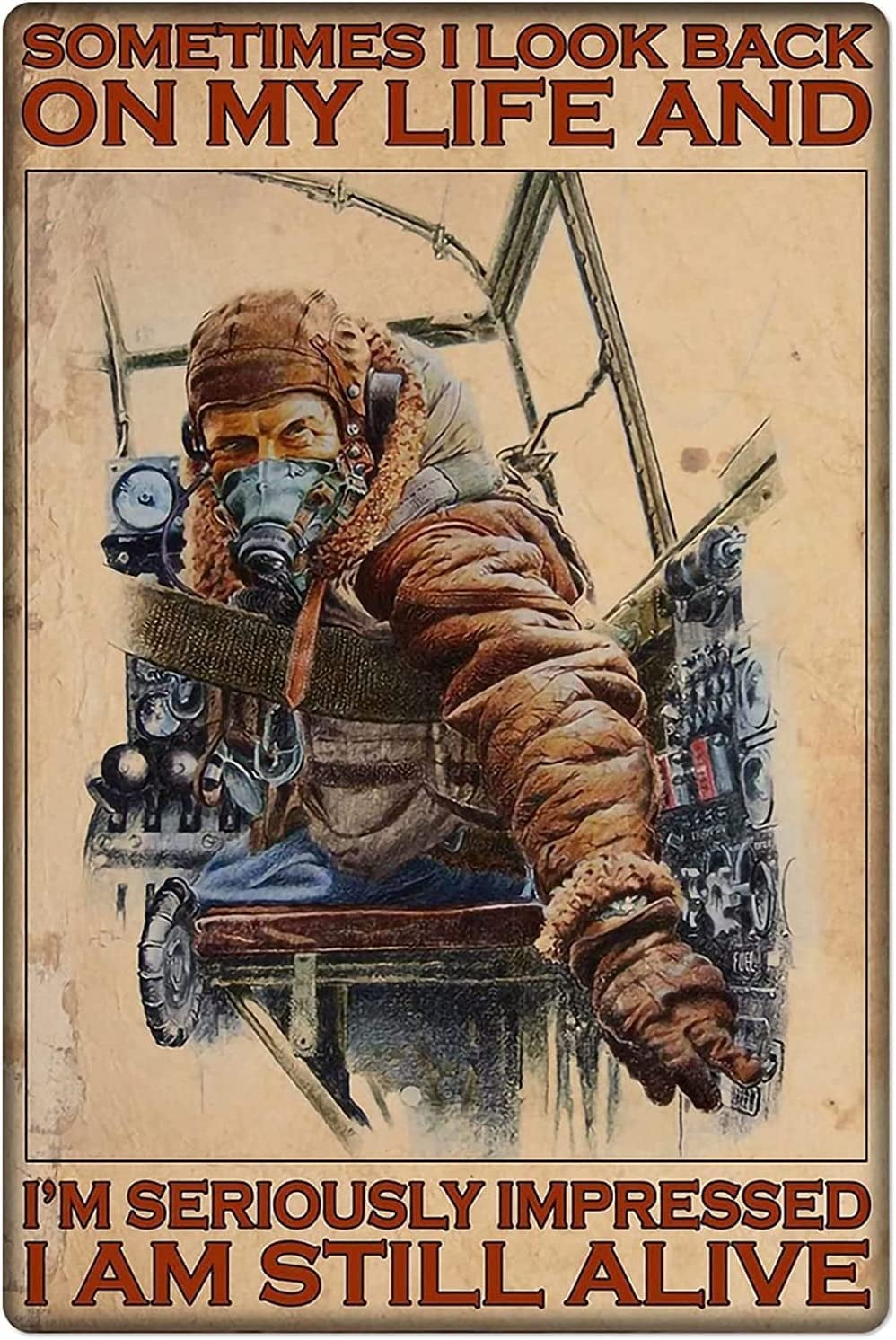 Vintage Aluminum Sign Metal Poster Plaque Pilot Sometimes I Look Back ...