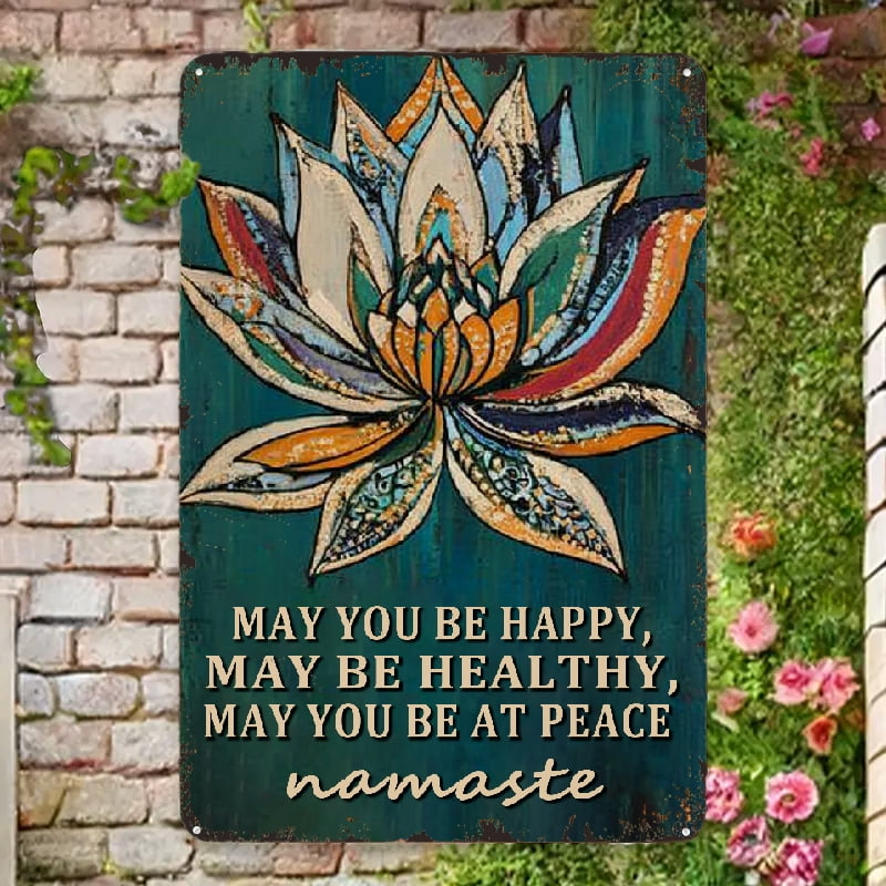 Vintage Aluminum Wall Decor Sign - 8x12 Inch Yoga Namaste "May You Be ...