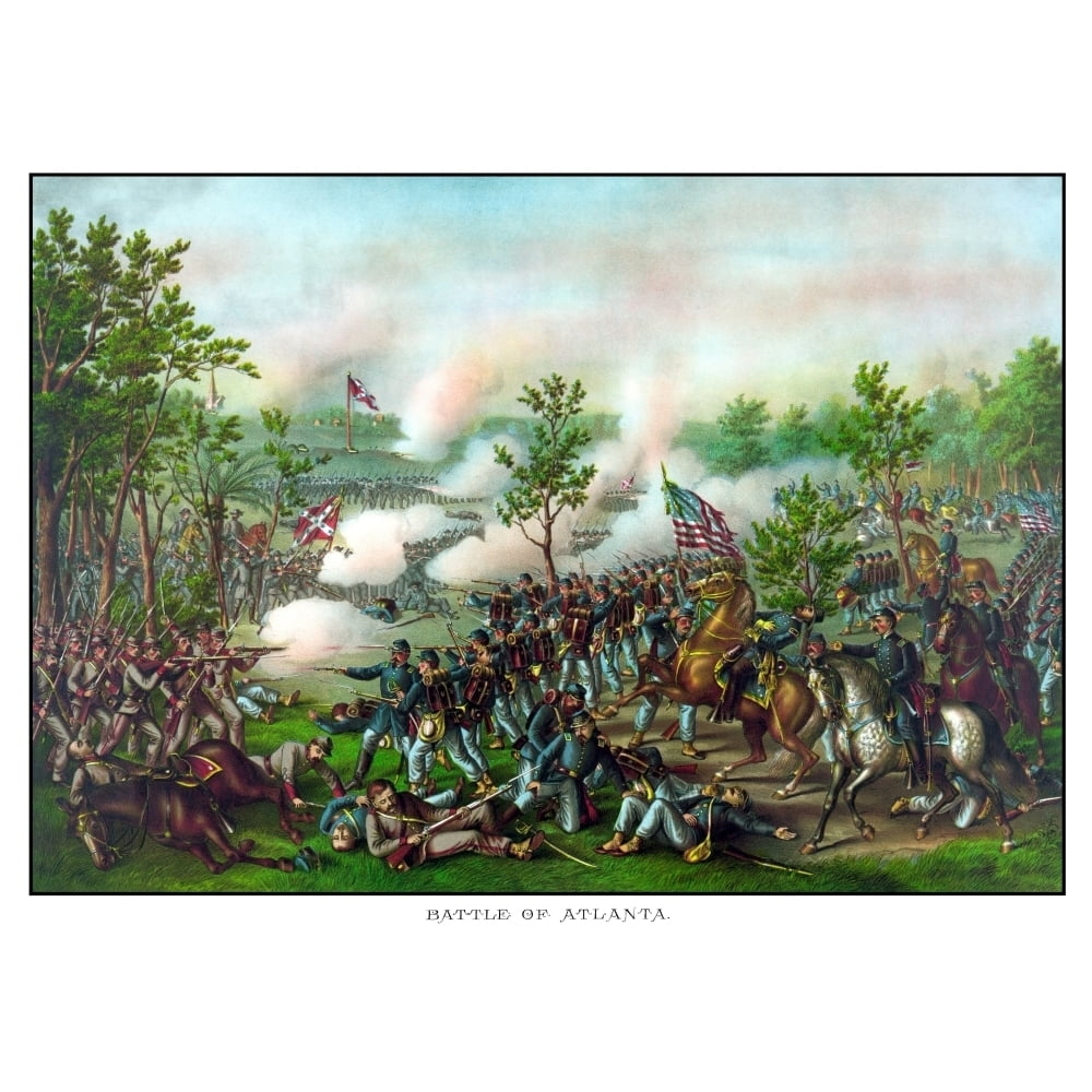 Vintage American Civil War print of The Battle of Atlanta Poster Print ...