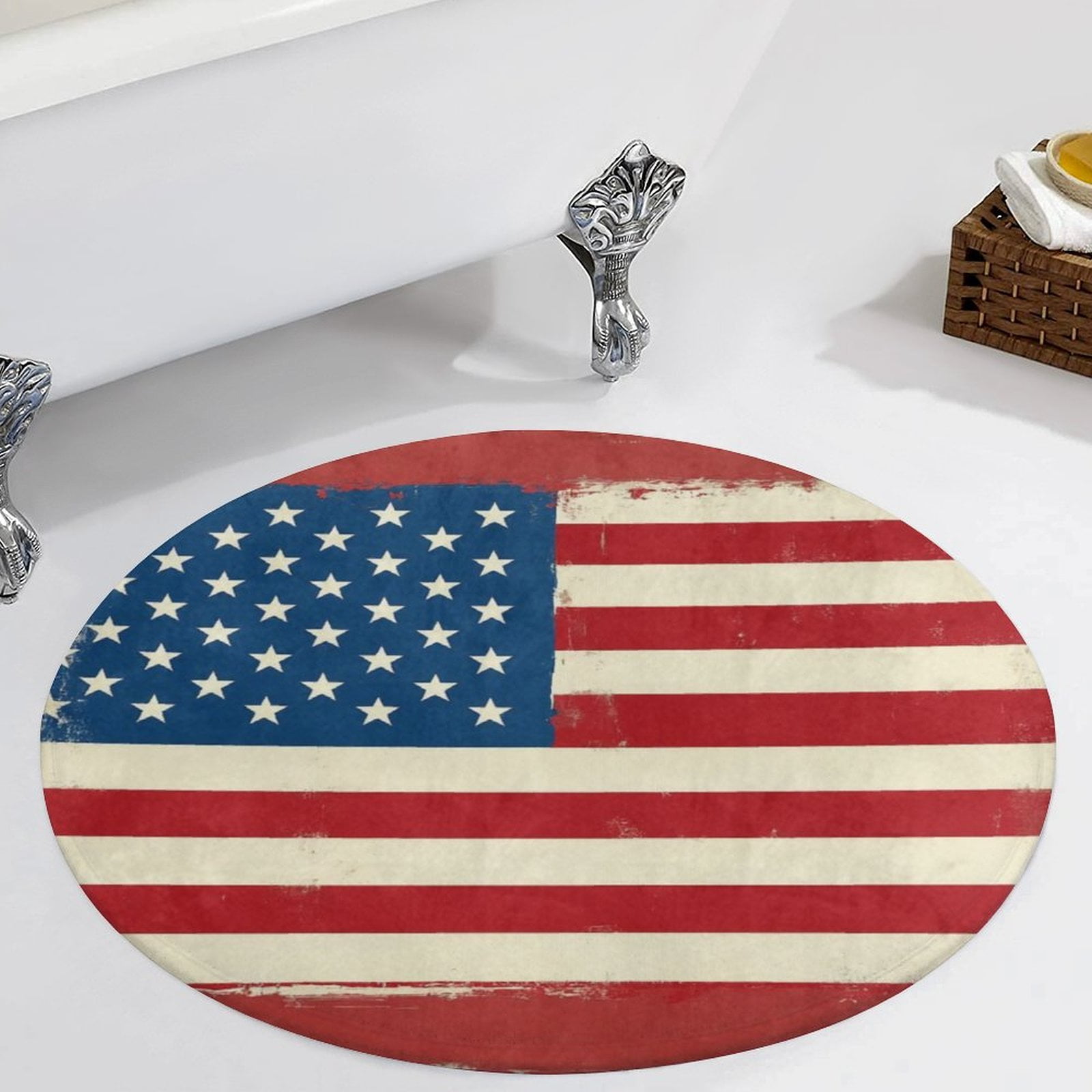 Vintage American Flag Artwork(1) Area Round Carpet Living Room Bedroom ...