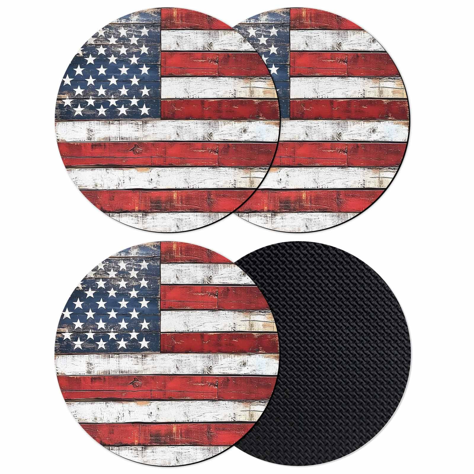 Vintage American Flag Coasters Set of 4, Country Wooden USA Flag ...