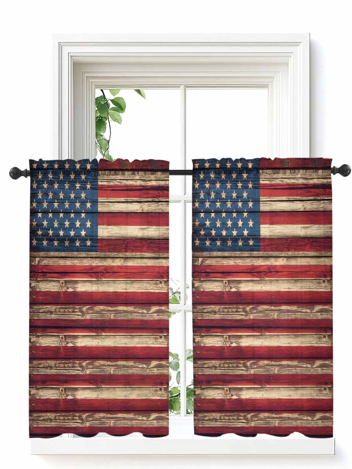Vintage American Flag Curtains 45 Inch Length, Sheer Curtains for ...
