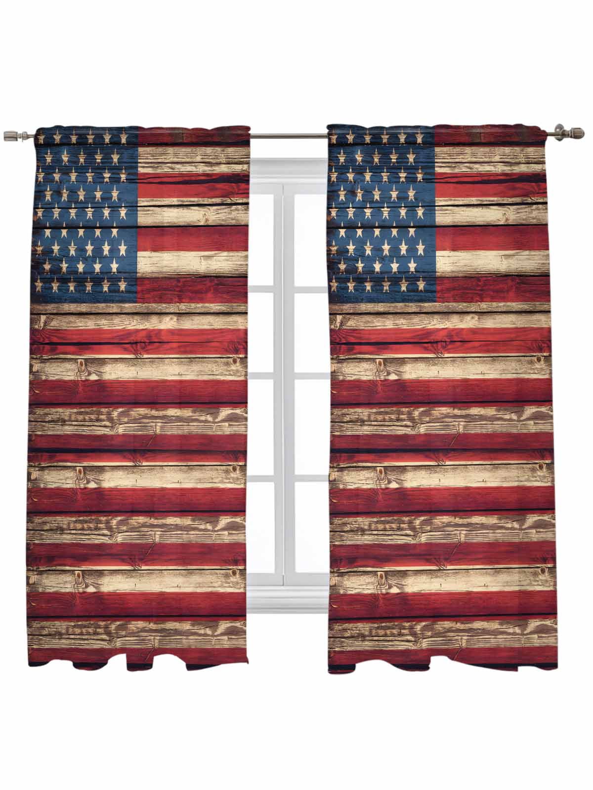 Vintage American Flag Curtains 72 Inch Length, Sheer Curtains for ...