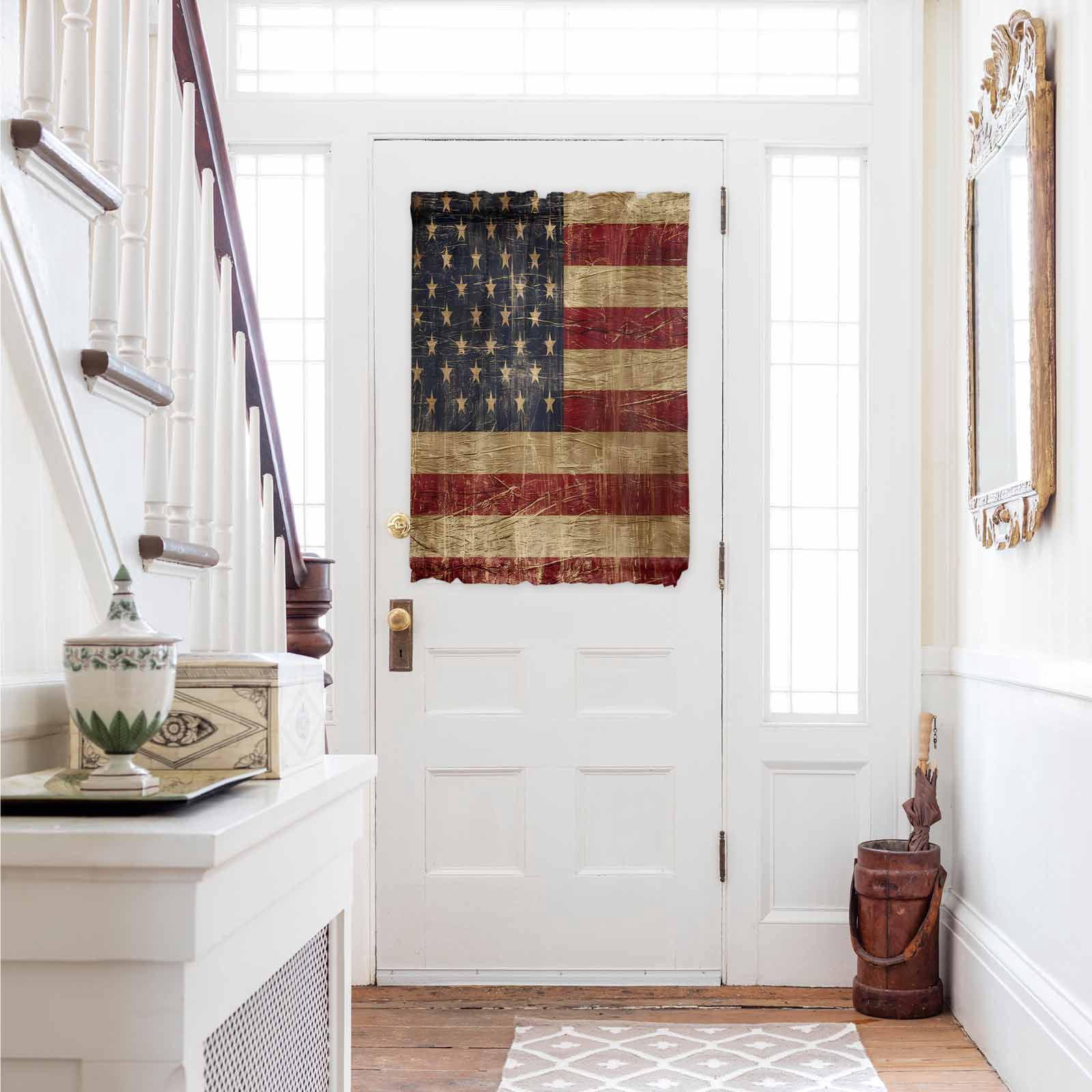 Vintage American Flag Door Curtains for Door Window, French Sidelight ...