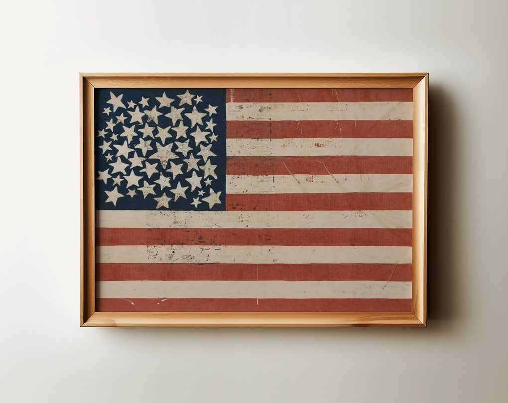 Vintage American Flag Downloadable Art Fourth Of July Usa Flag Wall Art ...