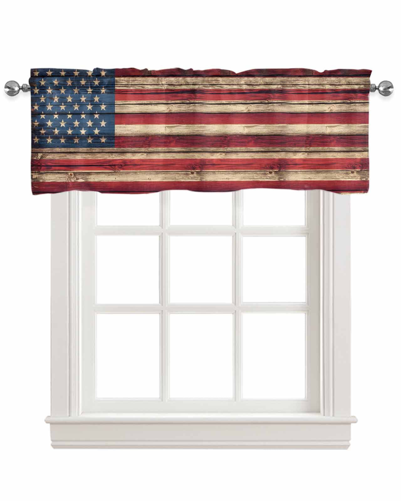 Vintage American Flag Kitchen Valances for Windows Farmhouse Linen ...