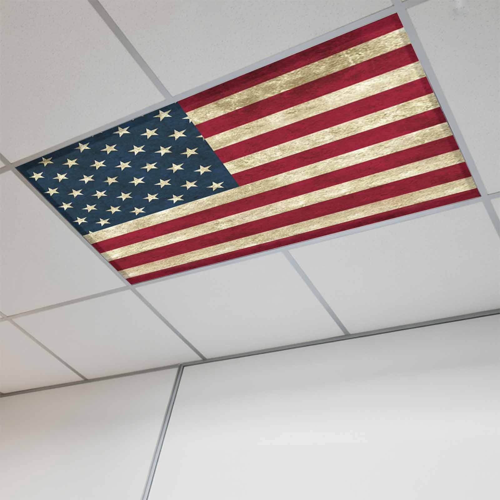 Vintage American Flag Magnetic Fluorescent Light Covers for Ceiling ...