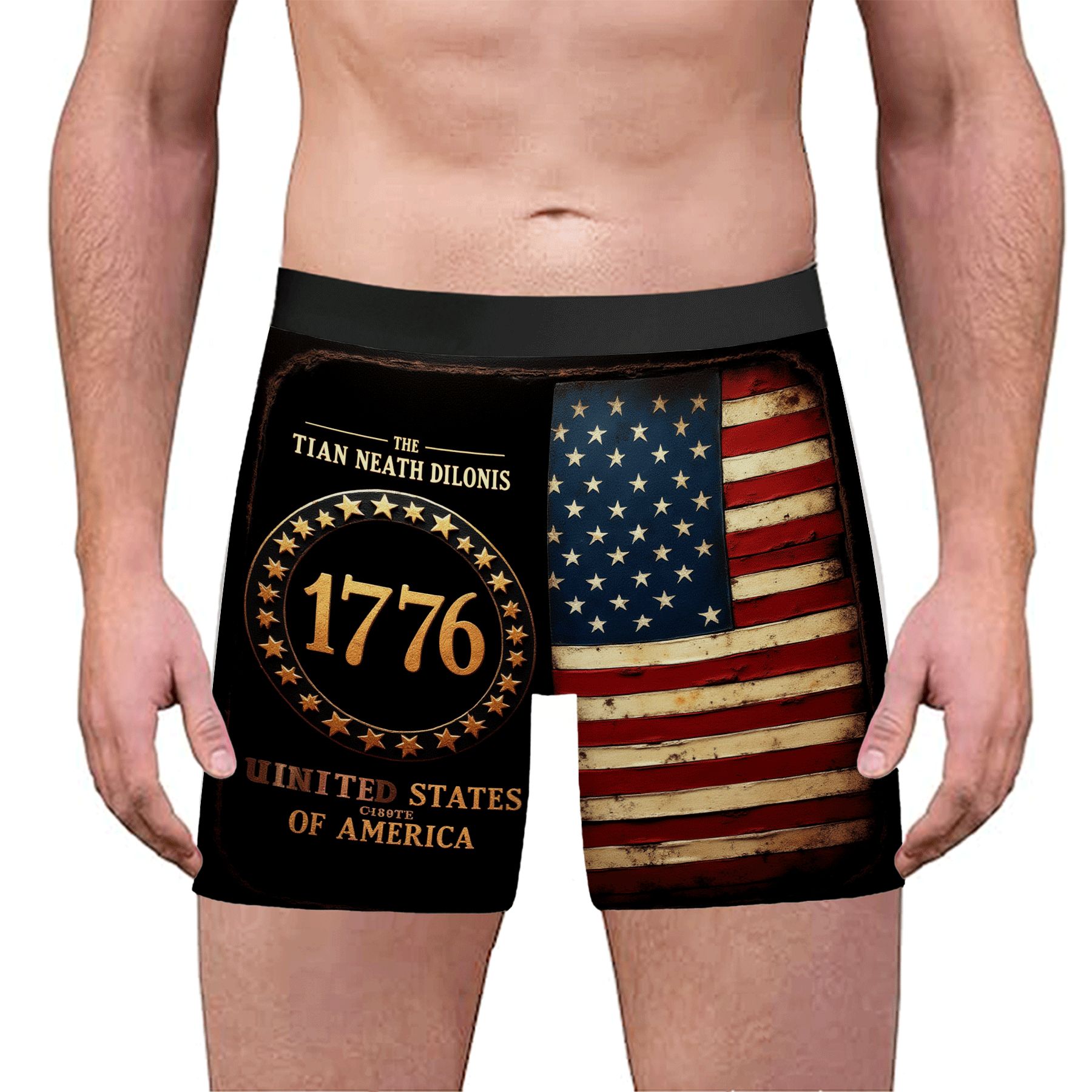 Vintage American Flag Men's Boxer Briefs with 1776 Emblem - Rustic ...