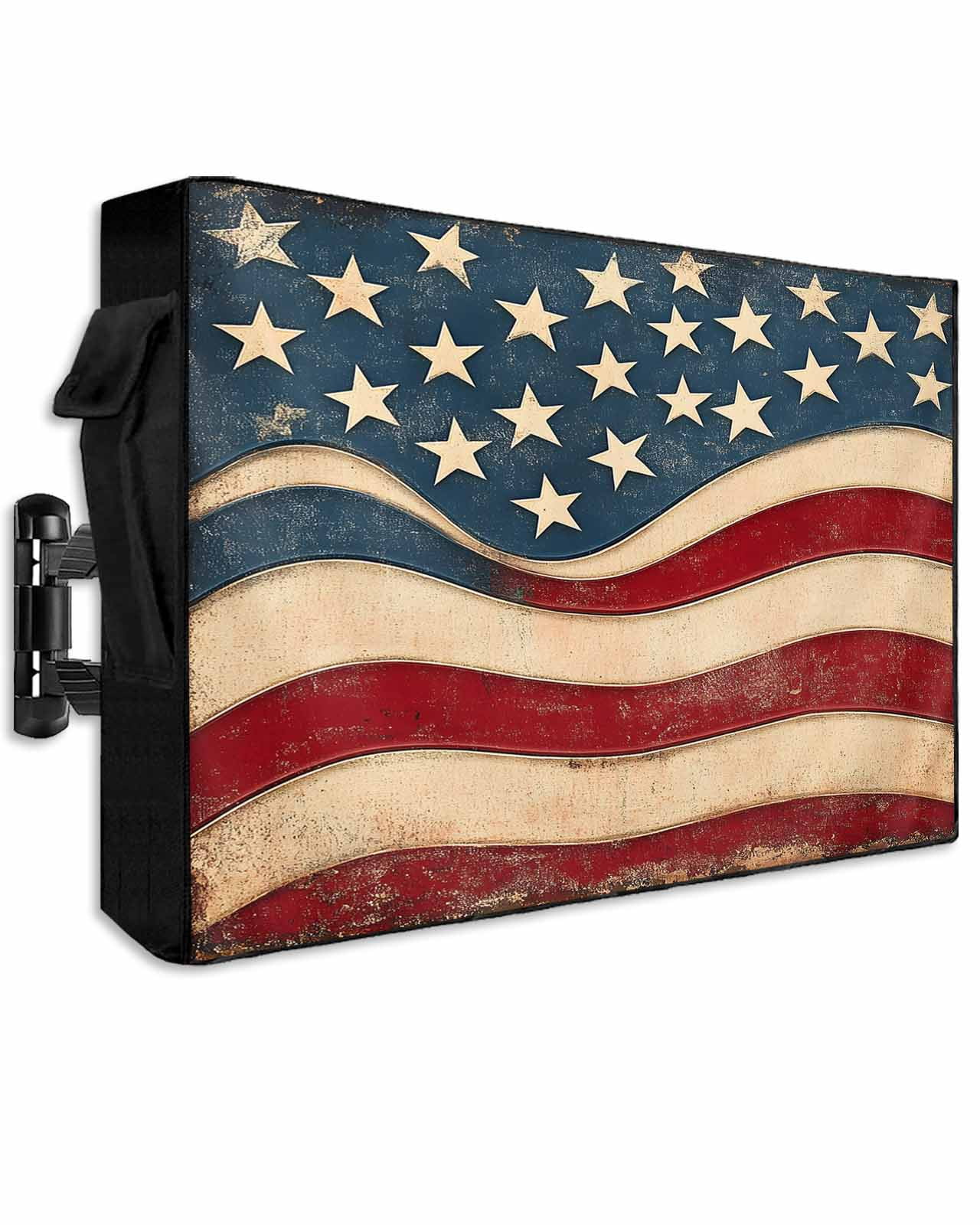 Vintage American Flag Outdoor TV Cover 48 to 50 Inch Weatherproof, Blue ...