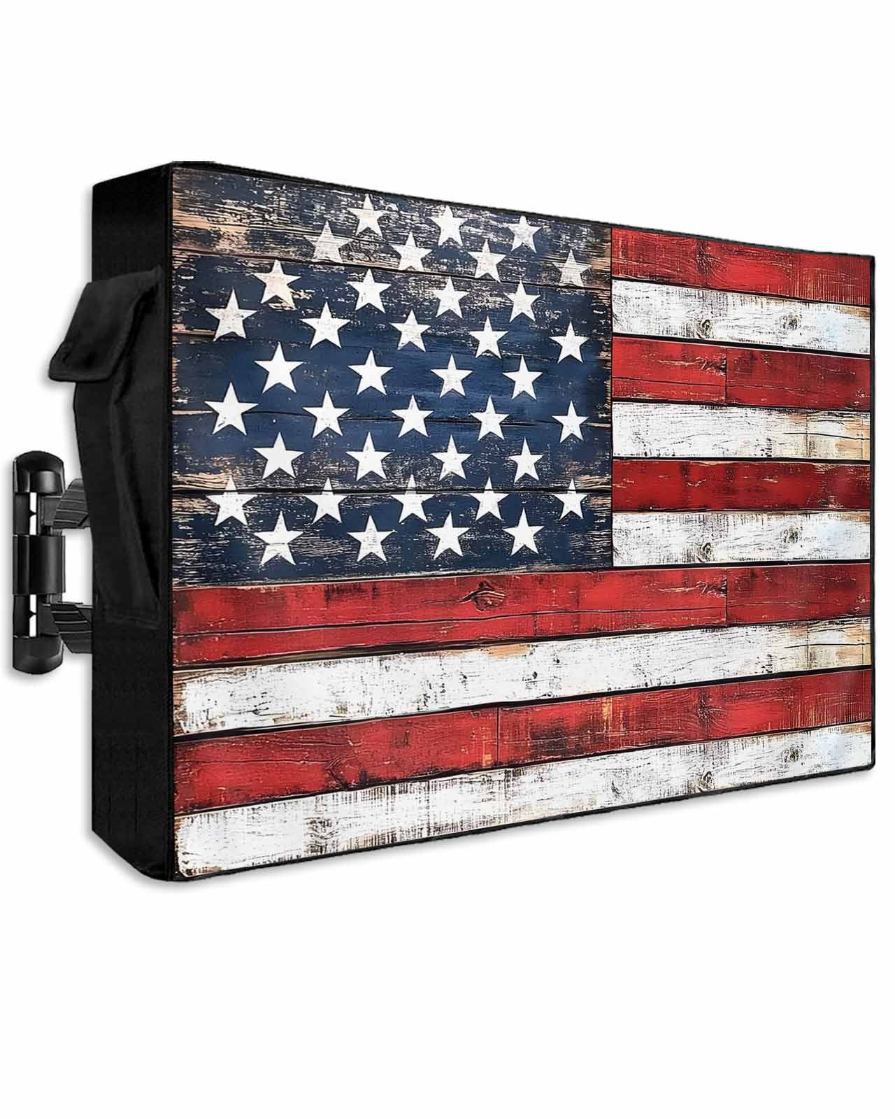 Vintage American Flag Outdoor TV Cover 52 to 55 Inch Weatherproof ...