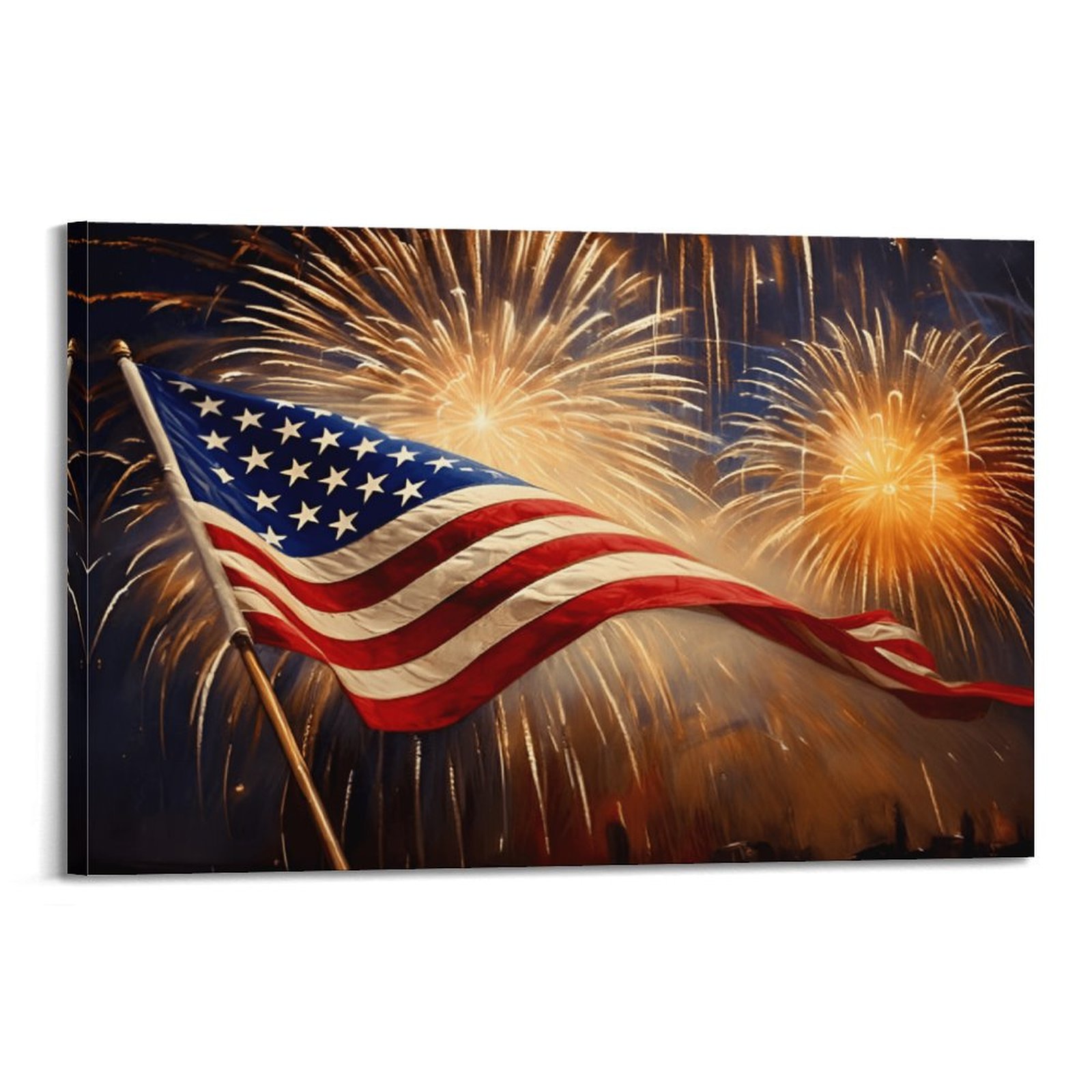 Vintage American Flag Poster Wrapped Wooden Frame Wall Decor,Made in ...