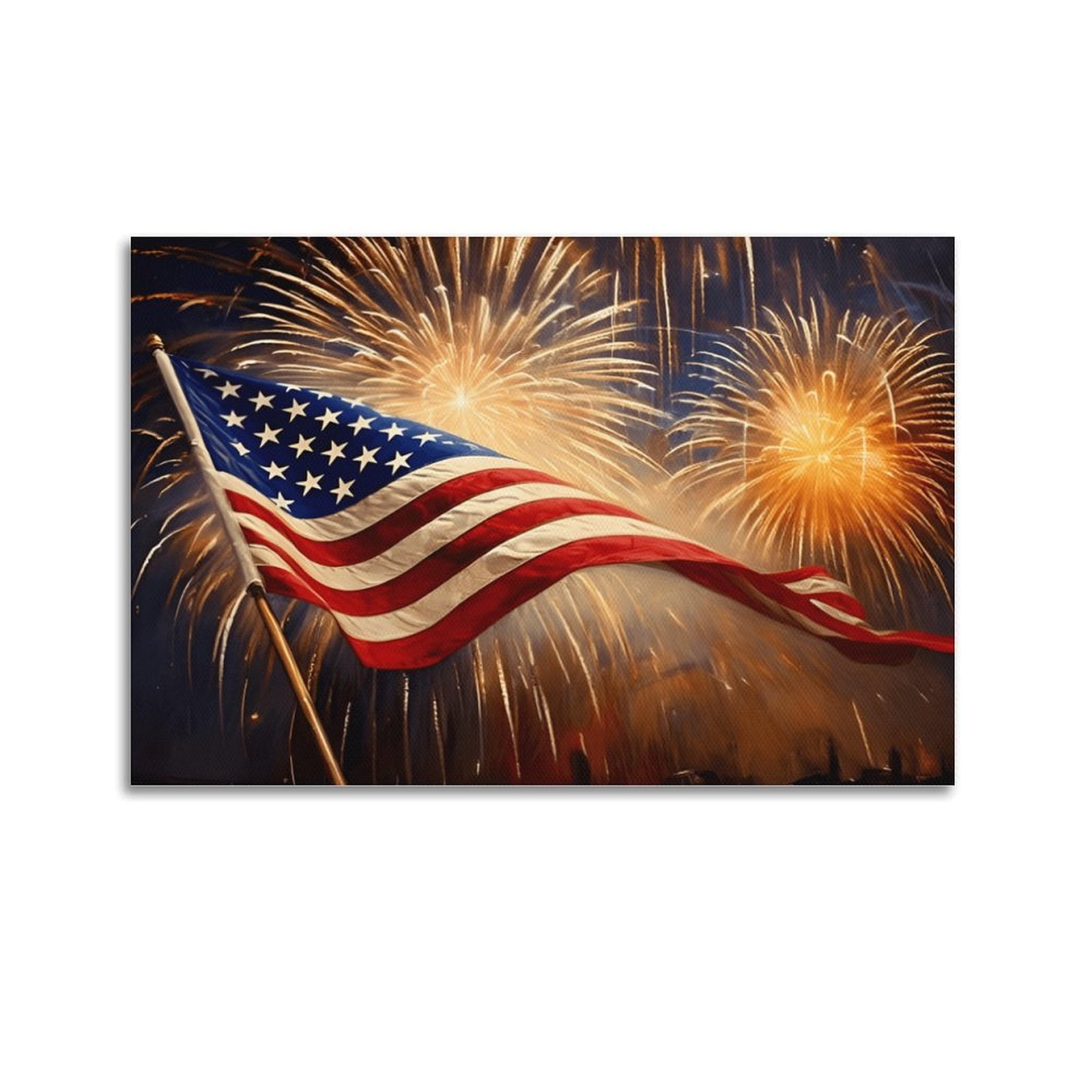 Vintage American Flag Poster Wrapped Wooden Frame Wall Decor,Made in ...