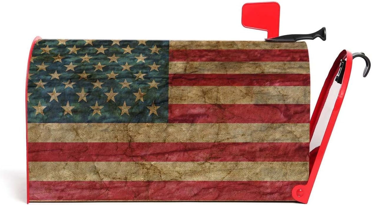 Vintage American Flag Rustic Stars White Red Stripes Mail Box Cover ...