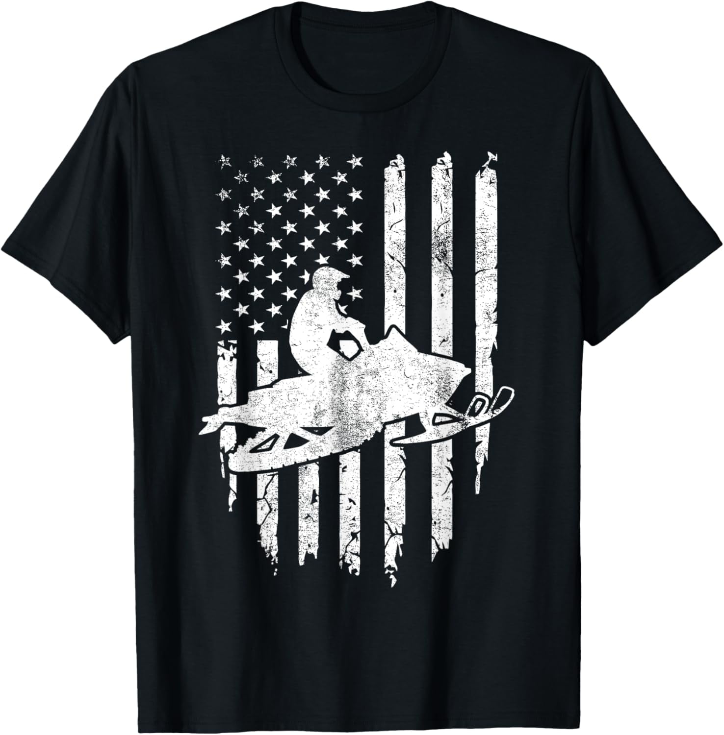 Vintage American Flag Snowmobiling Snowmobile Rider T-Shirt100% pure ...