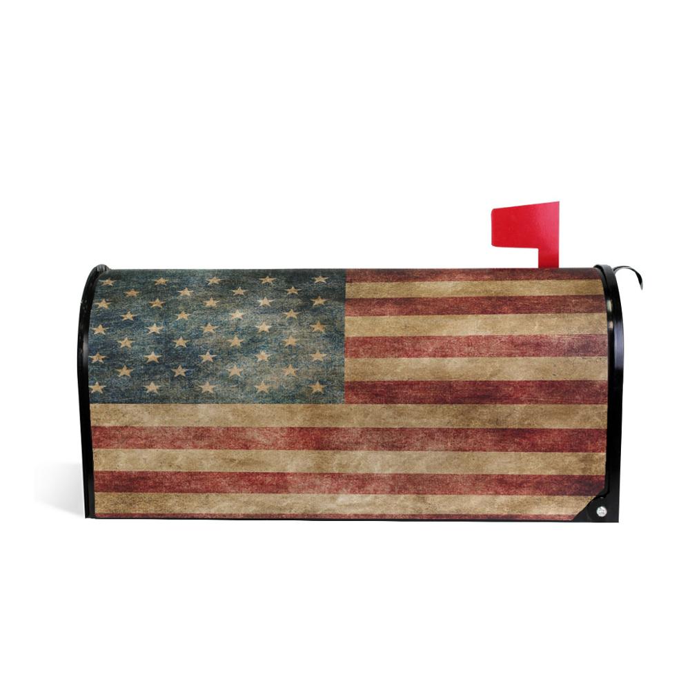 Vintage American Flag Stars Stripe Mailbox Cover Wrap Waterproof Sun ...