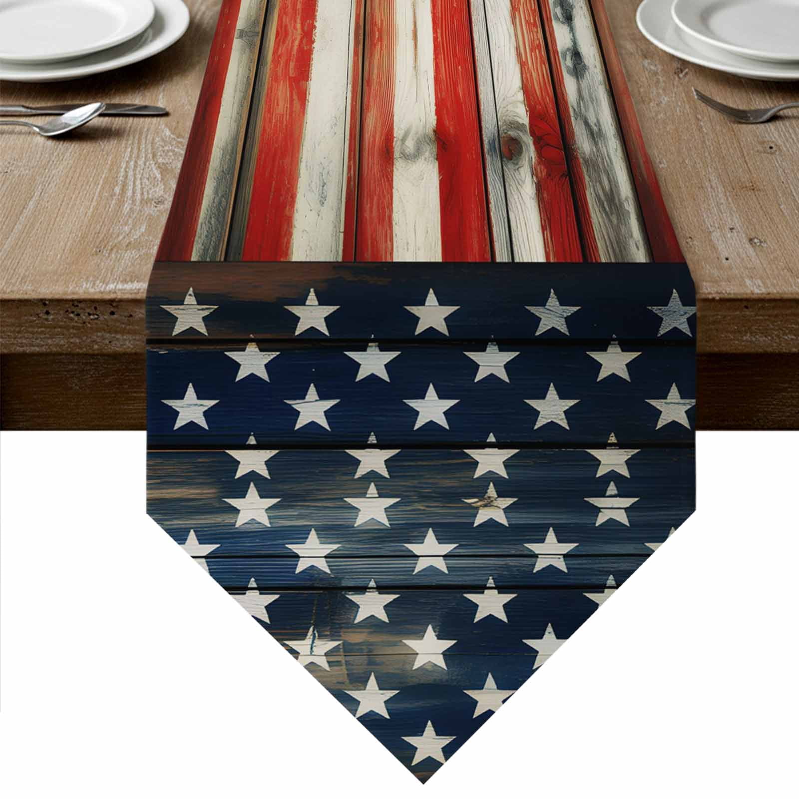 Vintage American Flag Table Runner Linen Burlap Table Runner 72 Inches ...