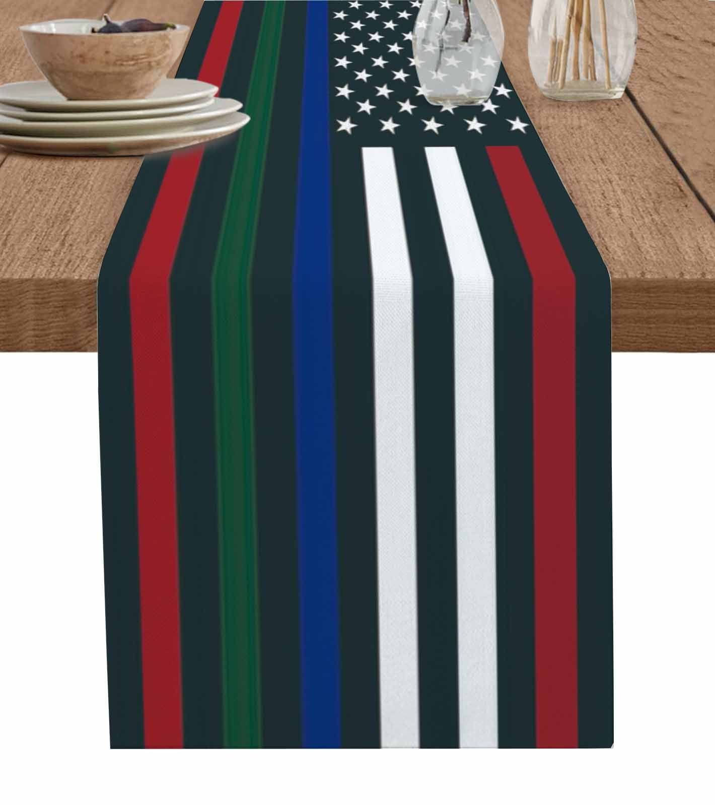 Vintage American Flag Table Runner Red Blue Green Stripe US Flag ...