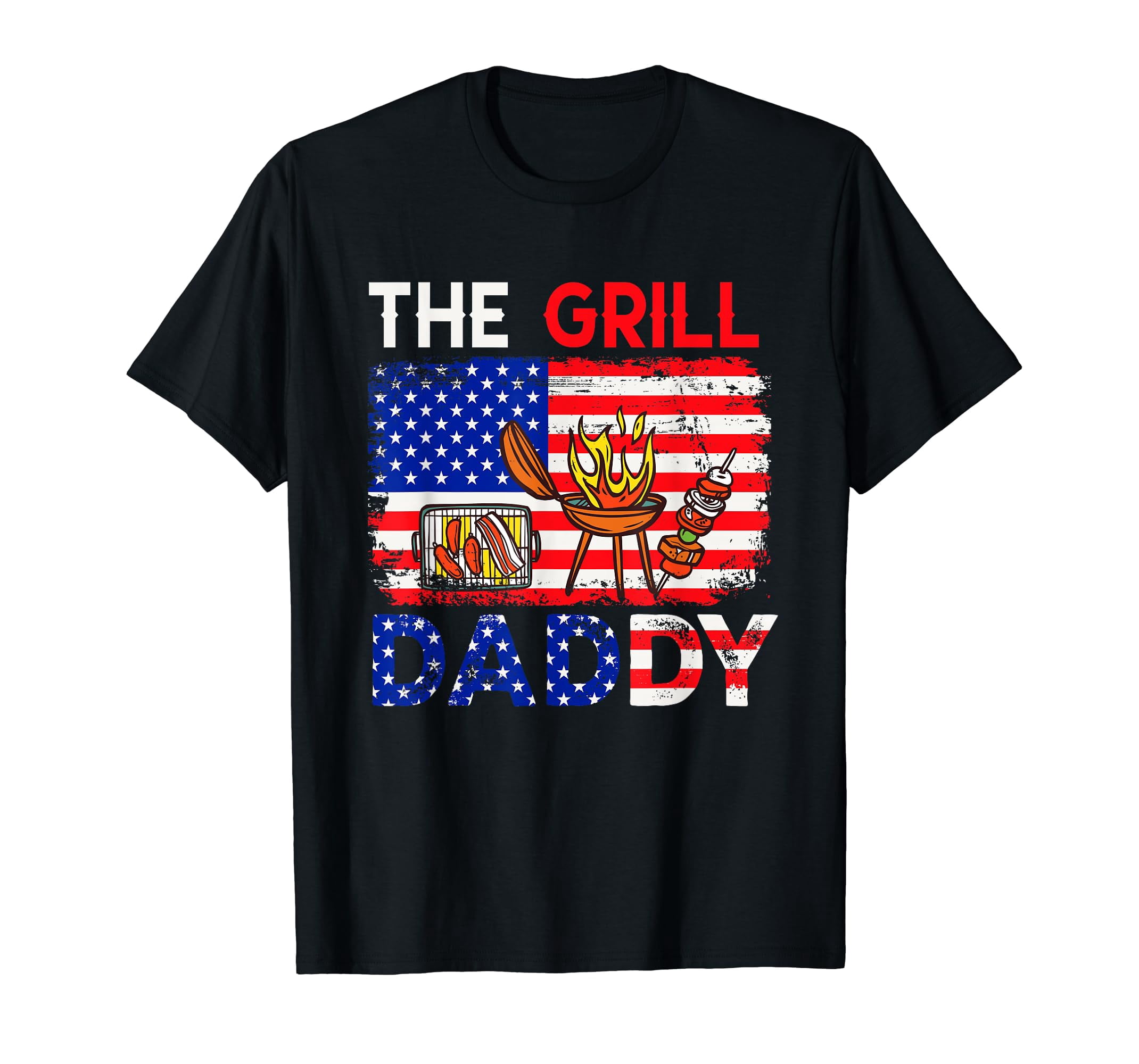 Vintage American Flag The Grill Dad Costume BBQ Grilling T-Shirt ...