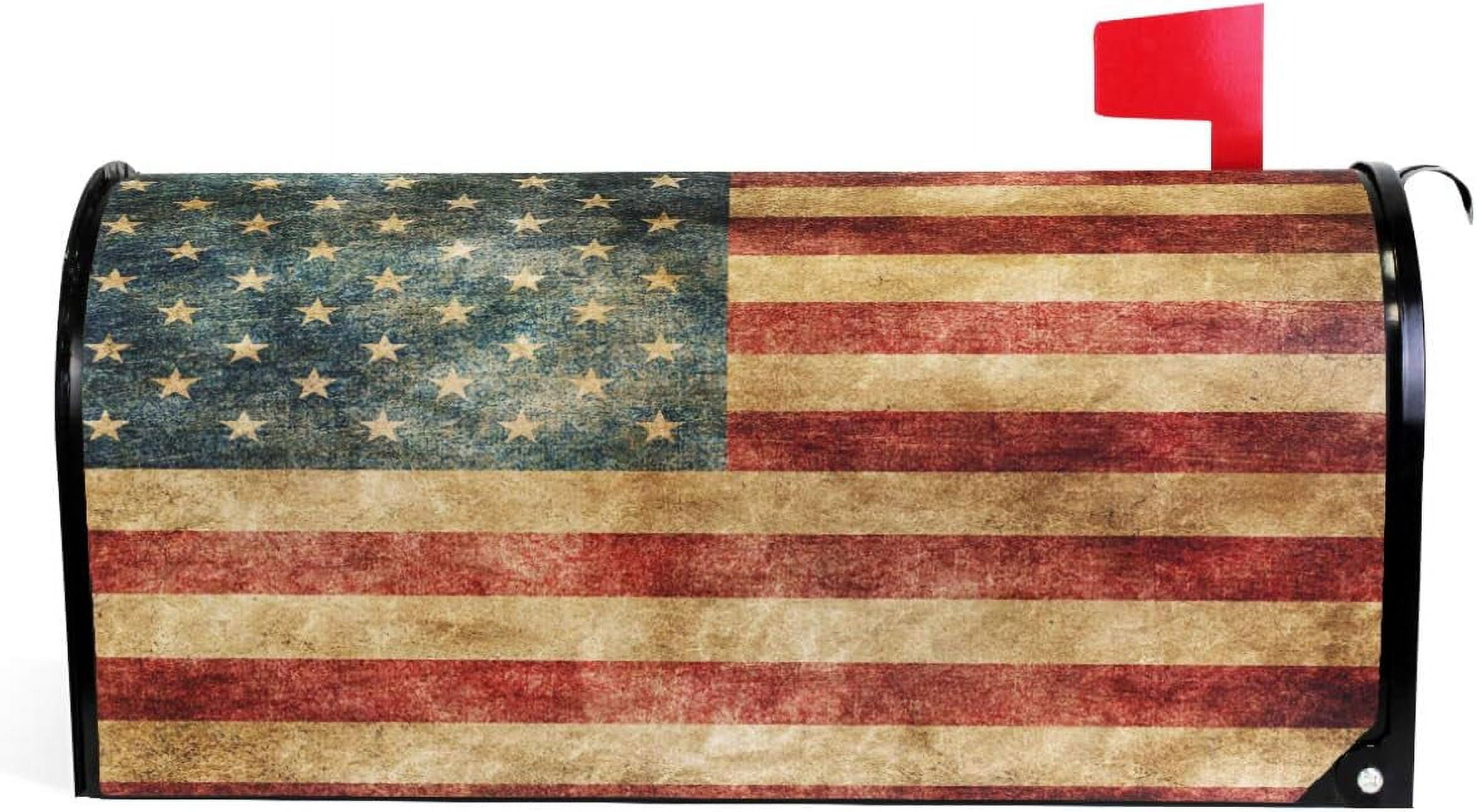Vintage American Flag US Stars and Red Stripe Mailbox Covers Standard ...