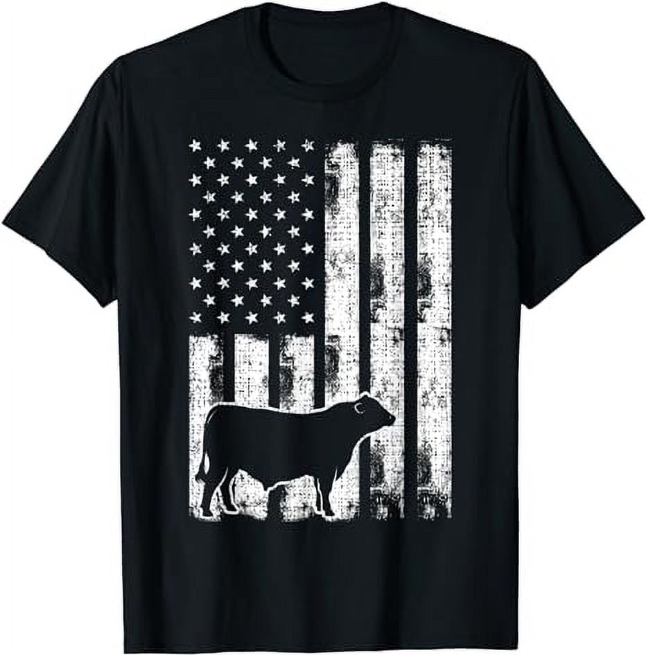 Vintage American Flag - USA Cow Black Angus Rancher T-Shirt - Walmart.com