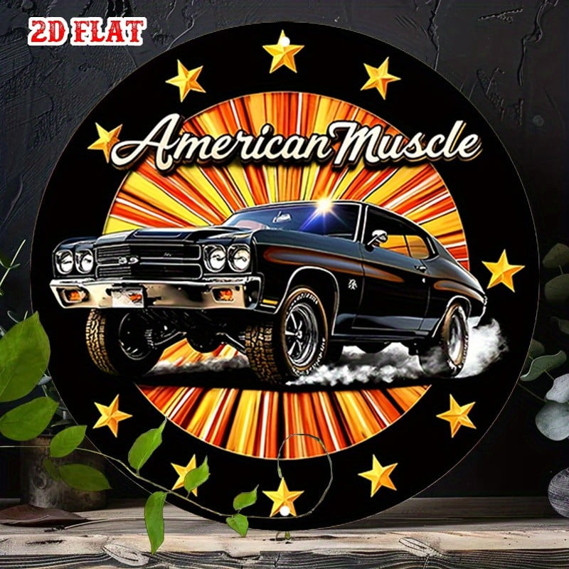 Vintage American Muscle Car Round Aluminum Tin Metal Signs Home Décor ...