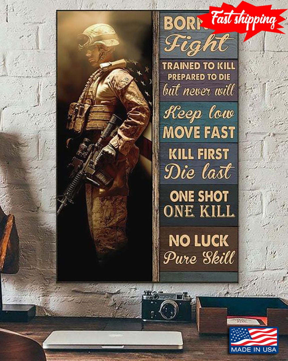 Vintage American Soldier Born To Fight Trained To Kill Prepared To Die ...