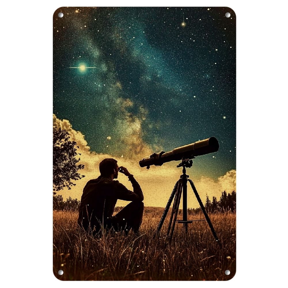Vintage American Starry Night Metal Wall Art - Lonely Iron Oil Painting ...