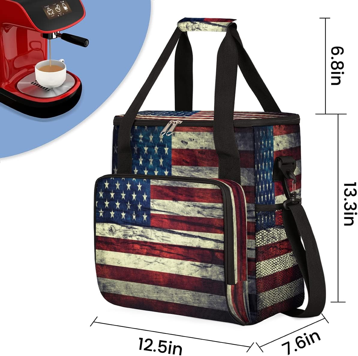 Vintage American Usa Flag Coffee Maker Carring Bag Travel Storage Tote ...