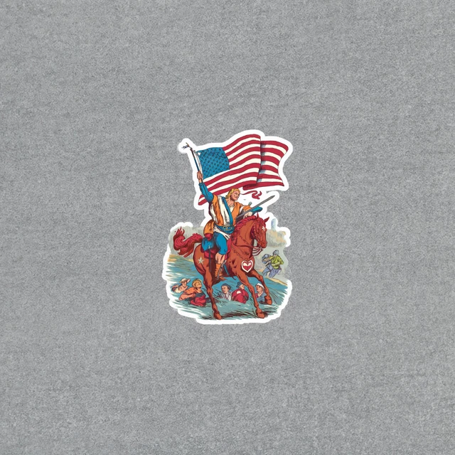 Vintage Americana Patriotic Horseback Rider Flag Sticker Decalphone ...
