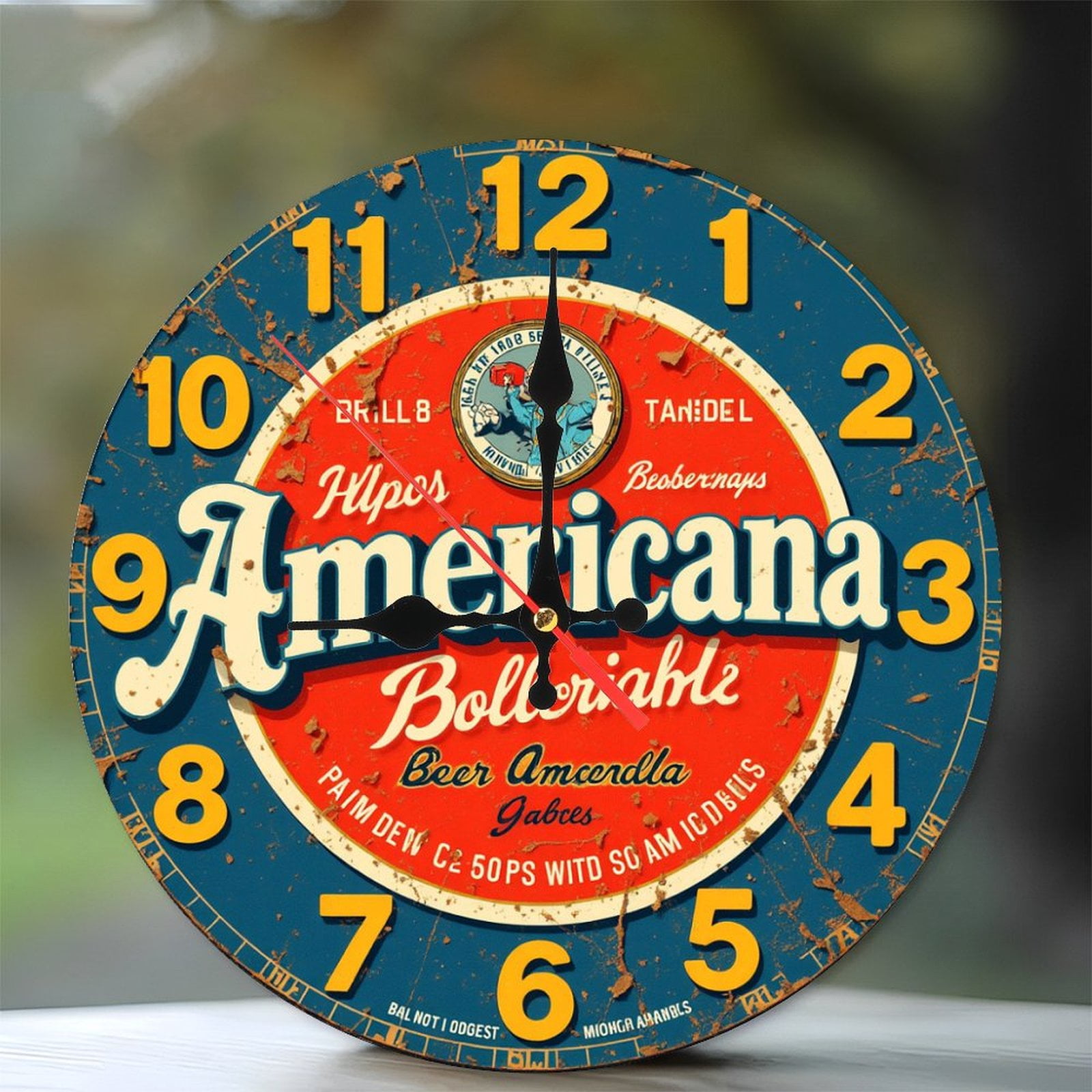 Vintage Americana Style Wall Clock Retro Beer Decor 10-Inch Silent ...