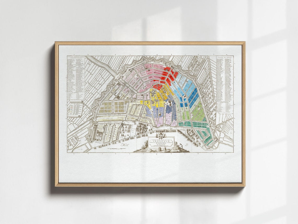 Vintage Amsterdam Map Print, Amsterdam City Wall Art , Vintage Map Of ...