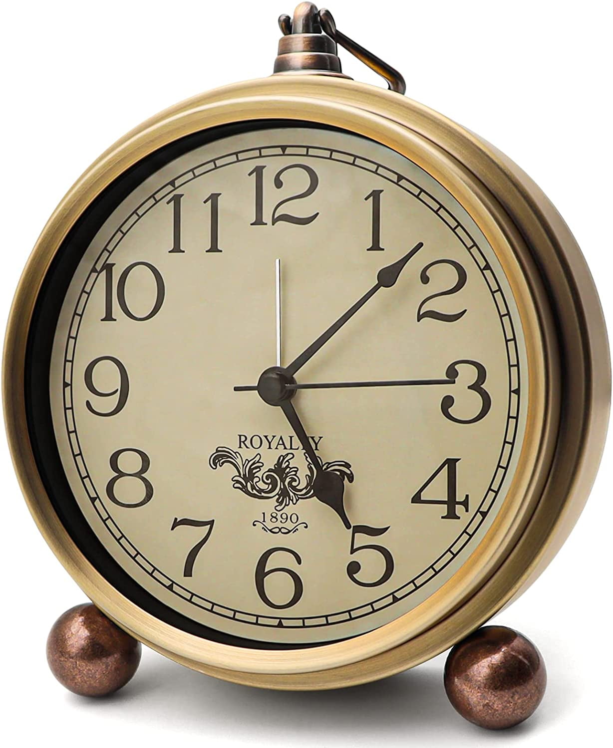 Vintage Analog Clock,5.2 inch Super Silent Clock,Battery Operated Alarm ...