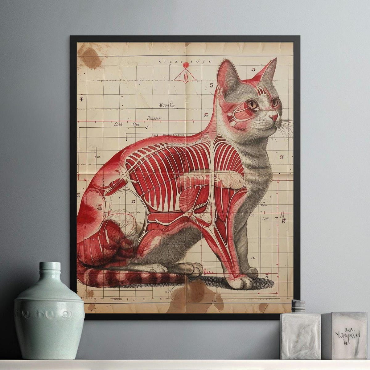 Vintage Anatomy Cat Poster, Educational Animal Skeleton Art, Unique ...