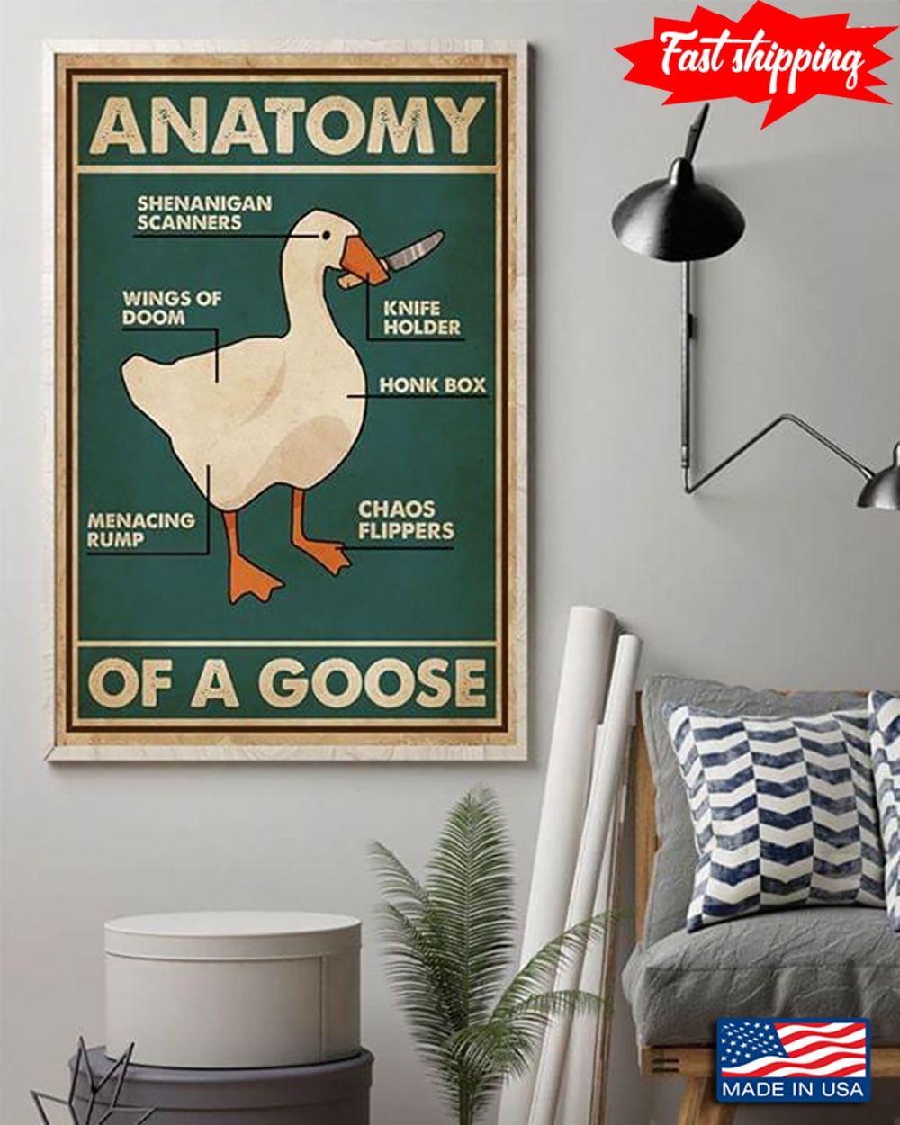 Vintage Anatomy Of A Goose 11 x 17 Inch Poster - Walmart.com