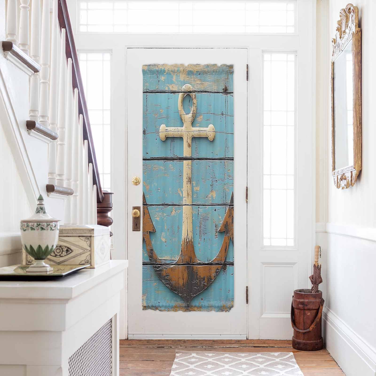 Vintage Anchor Door Curtains for Door Window, French Sidelight Front ...