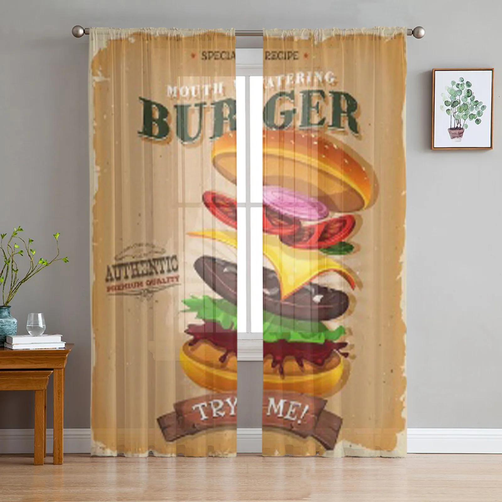 Vintage And Grunge Textured Poster With Appetizing Fast Food Burgers ...