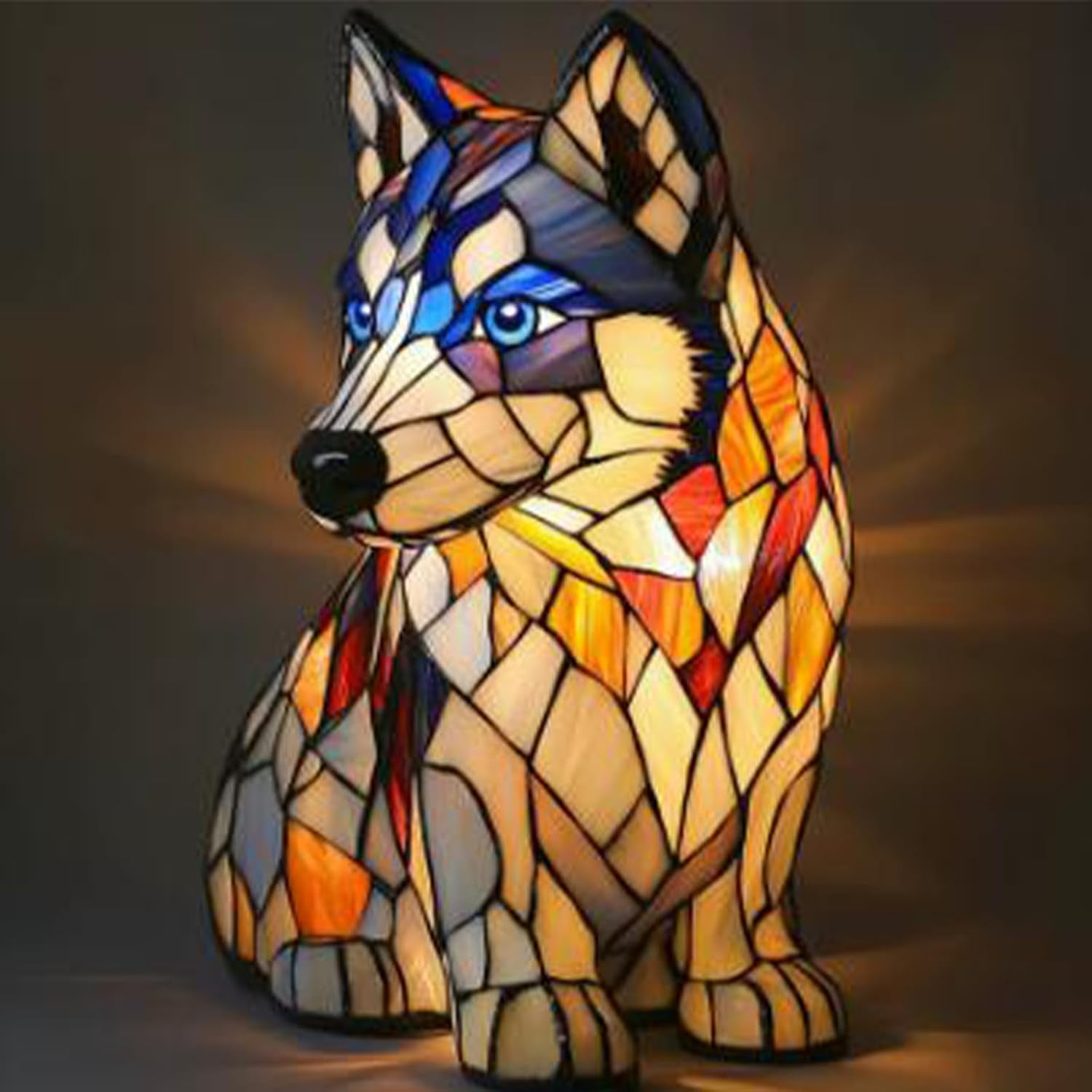 Vintage Animal Night Light Pug Lamp Stained Resin Mosaic Large,Corgi ...